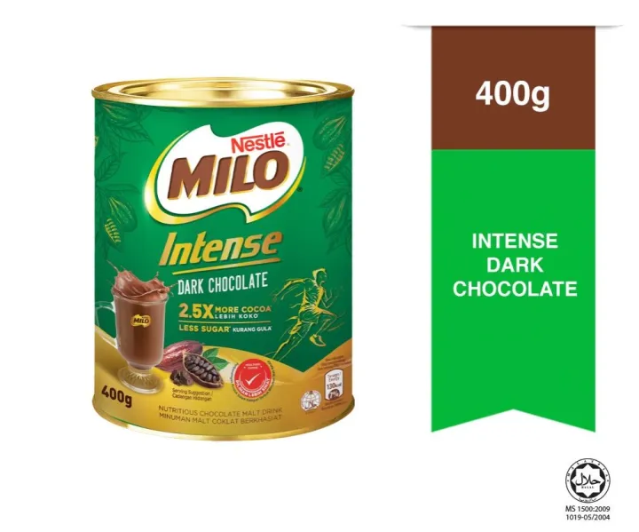 Nestle Milo Intense Dark Chocolate less sugar ผงชงไมโลในกระป๋อง น้ำหนัก ...