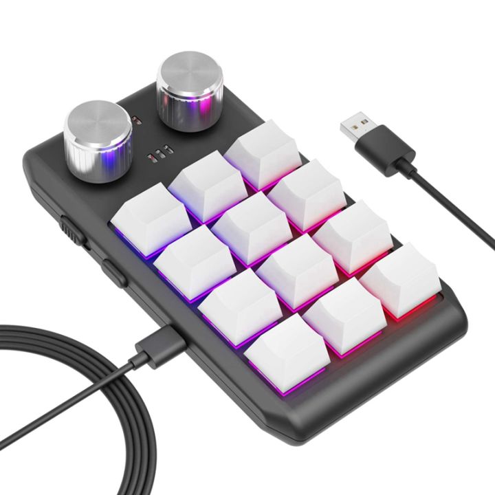 Custom Keyboard Hotswap Keypad Volume Knob Programming Macro Gaming Black 12 Keys 2 Knob Usb