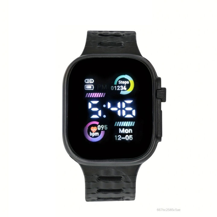 Electronic Digital Watch 30m Waterproof Large Square Dial Luminous ...
