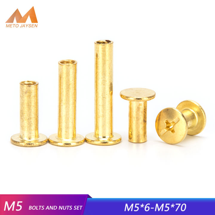 5-30pcs M5 Brass Plated Phillips Chicago Binding Screws Length 6mm-70mm ...