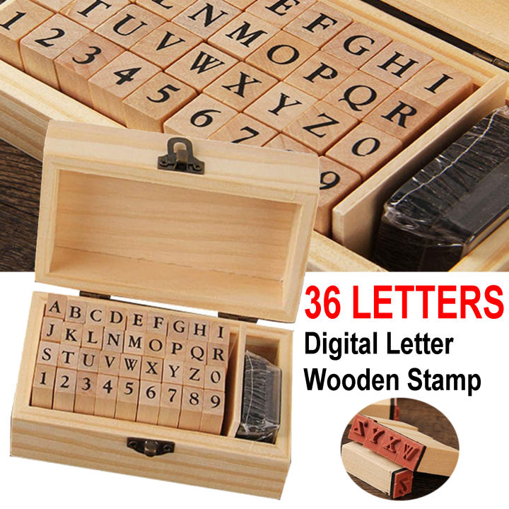 36 pieces of digital English combination manual account seal wooden ...