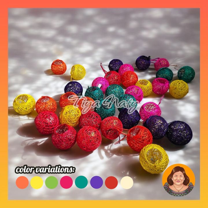TIYA NATY Set of 6 Native Globe Abaca Rattan Balls String Seasonal ...