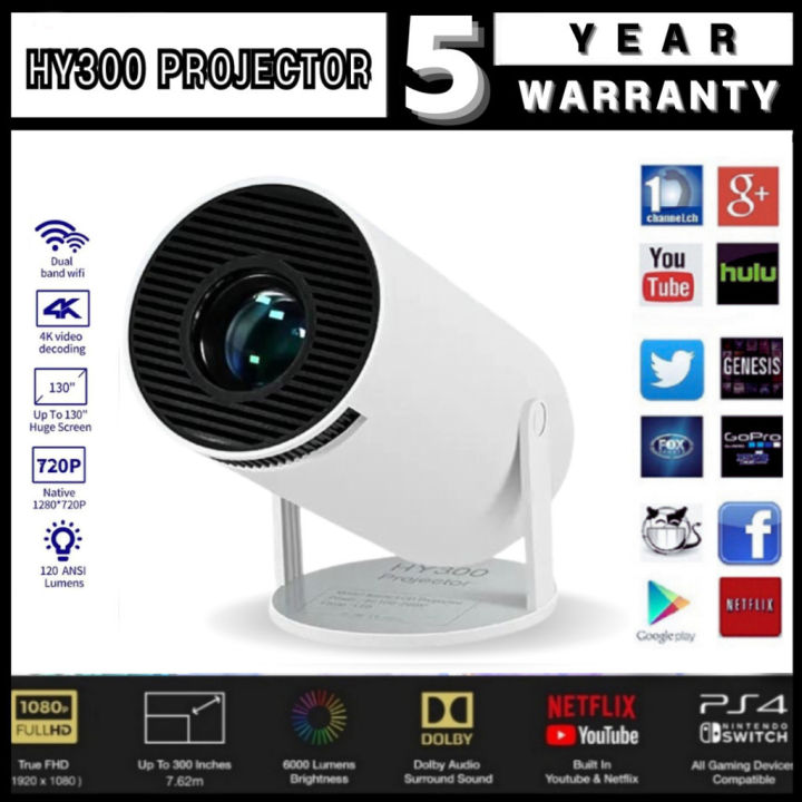 MONOZ HY300/CY303 Projector โปรเจคเตอร์ 4K Android 11.0 LCD 1280P x ...
