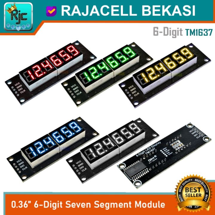 Module Seven Segment 6-Digit 0.36" TM1637 LED 7-Segment Display RGBYW ...
