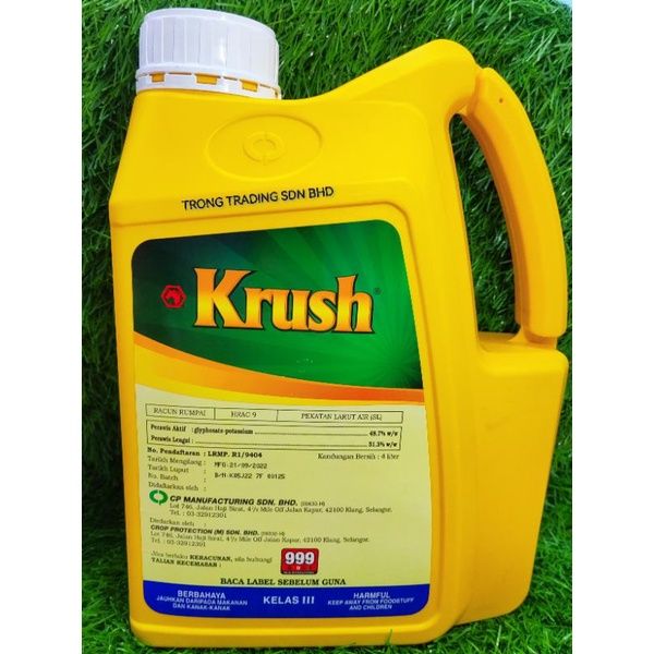 KRUSH 4L A.I: GLYPHOSATE-POTASSIUM 48.7% RACUN RUMPUT & LALANG | Lazada