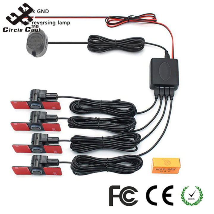 Circle Cool 4 Sensors Buzzer 16.5mm Car Parking Sensor Kit Reversing ...