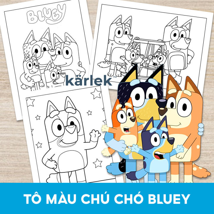 TRANH TÔ MÀU CHO BÉ - 10 tờ tô màu A5 chủ đề chú chó Bluey | Lazada.vn