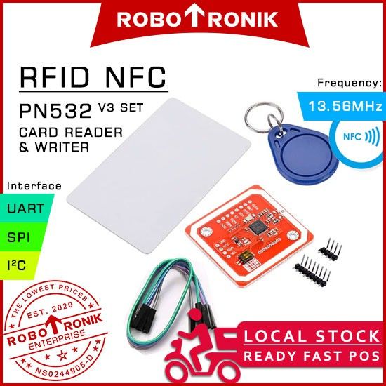 NFC RFID Reader Module PN532 V3 (13.56MHz) w Antenna, Compatible Arduino / Raspberry Pi | Lazada