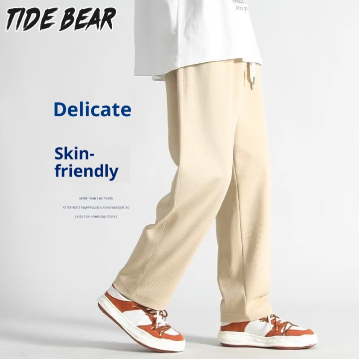 TIDE BEAR กางเกงลำลองขาตรงทรงหลวมสำหรับผู้ชายดีไซน์ใหม่2025ทันสมัยเหมาะ ...