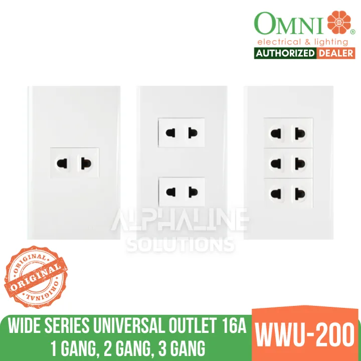 Omni Wide Series Universal Outlet with Plate WWU-200 16A 1 Gang, 2 Gang ...