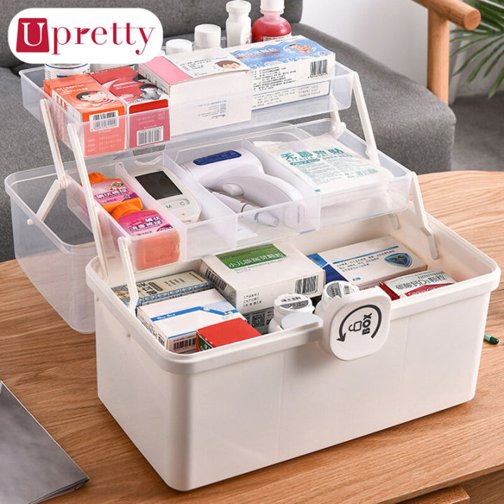 Upretty First Aid Kit Set 3/2 Layer Portable First Aid Kit Storage Box ...