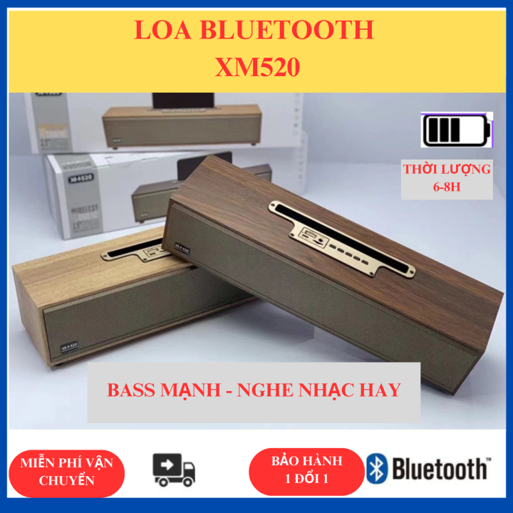 Loa bluetooth XM 520 Bass mạnh, công suất 20W, thiết kế vỏ gỗ dạng thanh để bàn | Lazada.vn