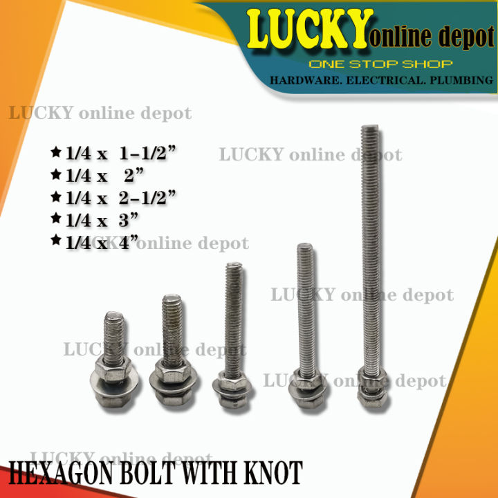 6PCS HEXAGON BOLT WITH KNOT / MACHINE BOLT WITH KNOT ( 1/4 ) | Lazada PH