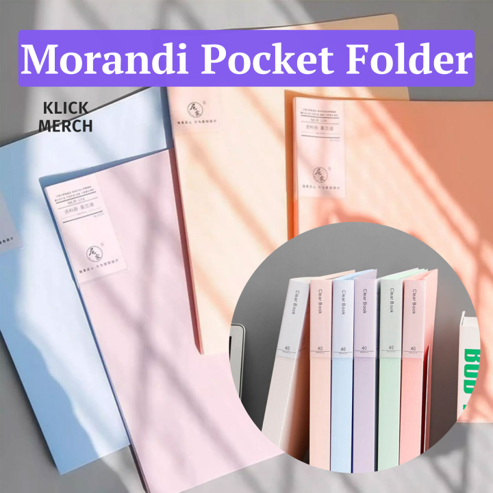 Klick Merch 20/40 Pockets Pouch Morandi Data Clear Book Colored File Folder Document Storage ...