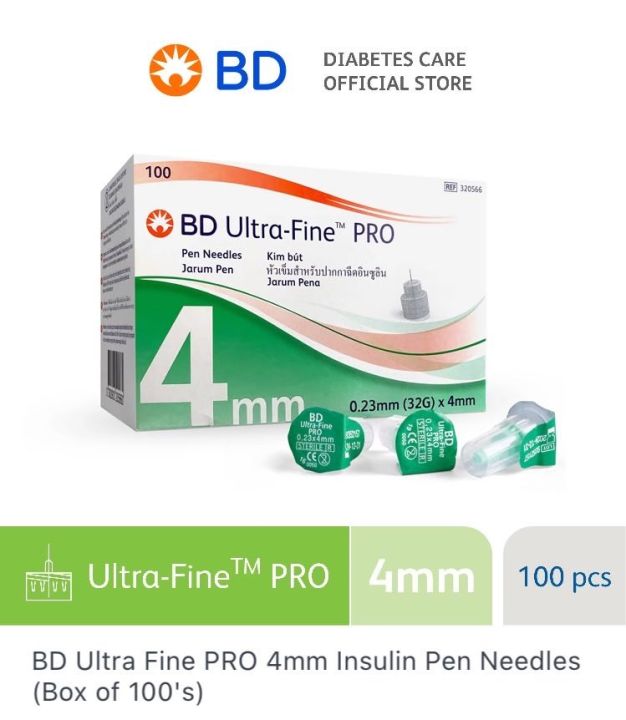 BD Ultra Fine PRO 4mm Insulin Pen Needles (Box of 100's and repacked ...