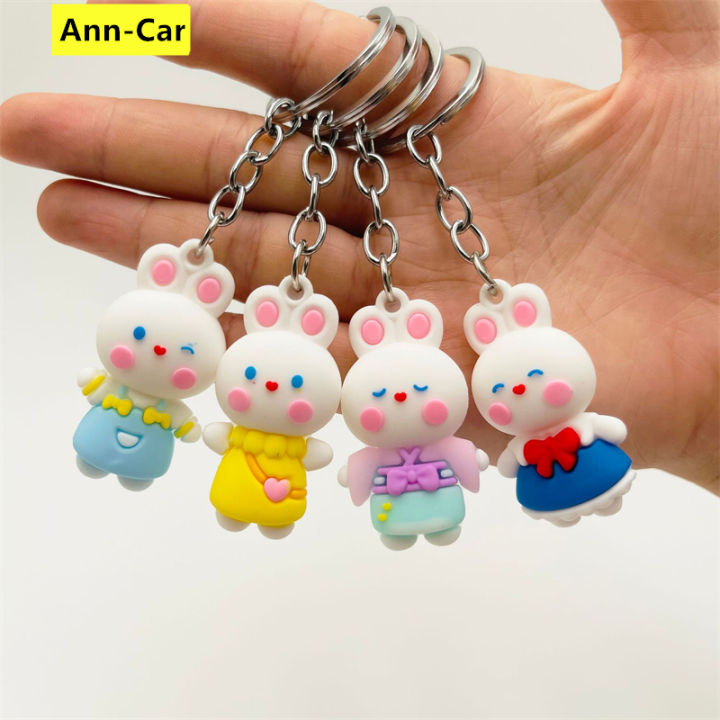 【Ann-Car】Cartoon Lovely rabbit keychain PVC cute keychain gift car ...