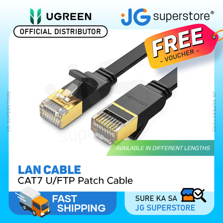 UGREEN CAT7 10Gbps 600Mhz U/FTP Ethernet Gold Plated Flat RJ45 Lan ...