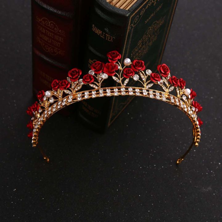 tiara crown for kids sagala crown headband Women Princess Red Rose ...