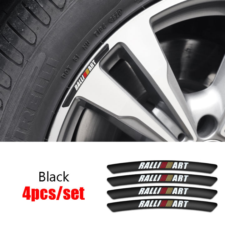 4PCS Ralliart Logo Car Wheel Stickers Emblem Modified Tire Rim ...