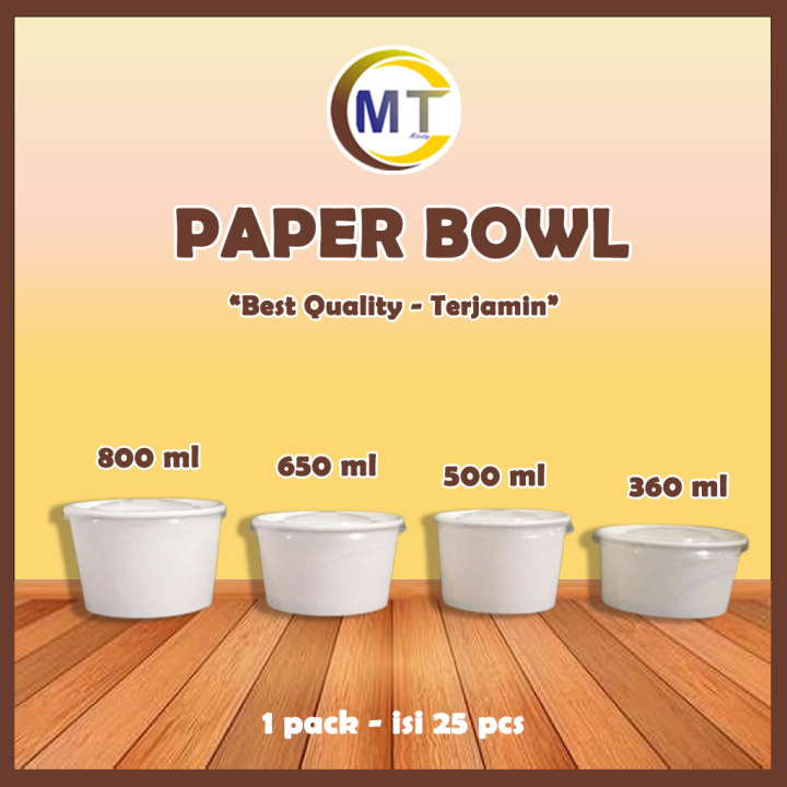 Paper Bowl Putih Tanpa Tutup 25 pcs Paperbowl 650 ml 800 ml 500 ml 360 ...