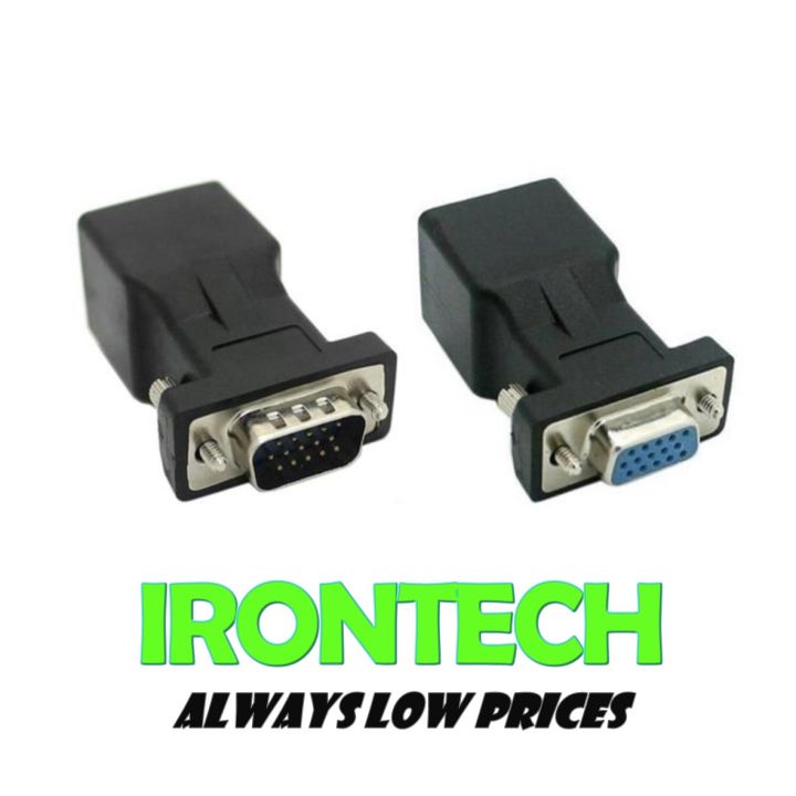 15 Pin VGA Male / Female To RJ45 Ethernet Network Adapter Connector ...