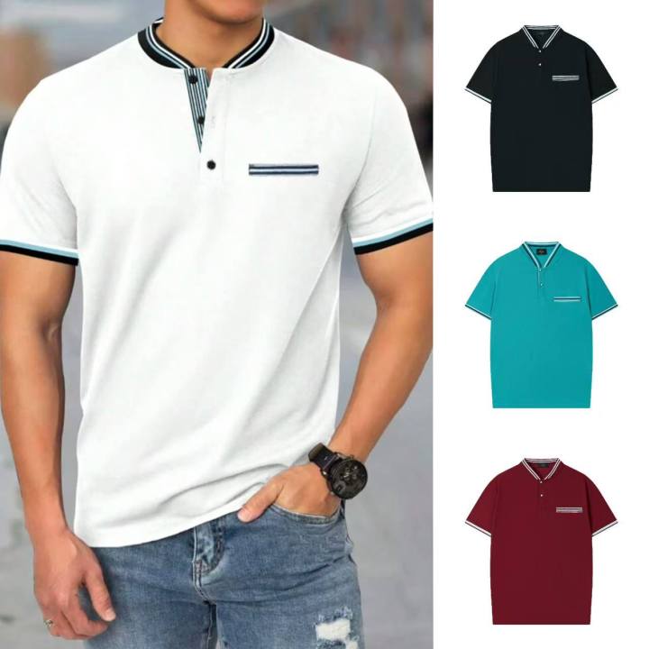 Kinwoo T780 Men Striped Trim Collar Polo Shirt For Men Premium Chinese ...