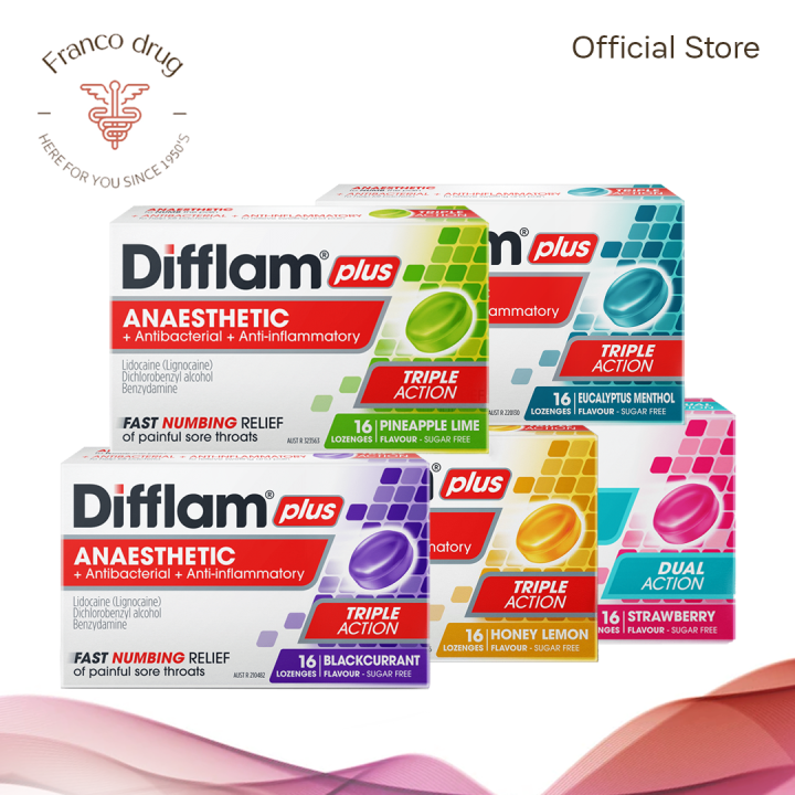 Difflam Anaesthetic + Antibacterial + Anti-inflammatory Lozenges - 16's ...