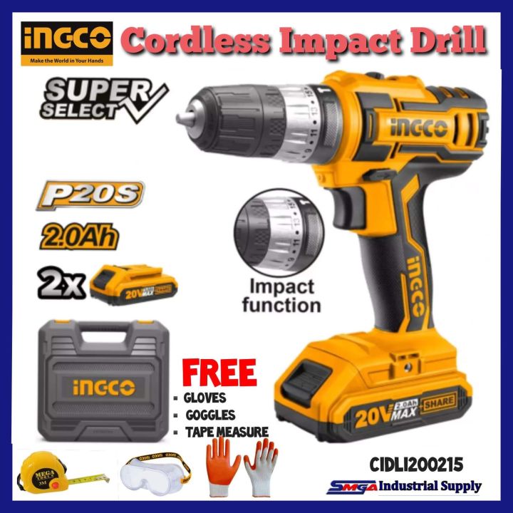 Ingco Cordless Impact Drill 20v CIDLI200215 | Lazada PH