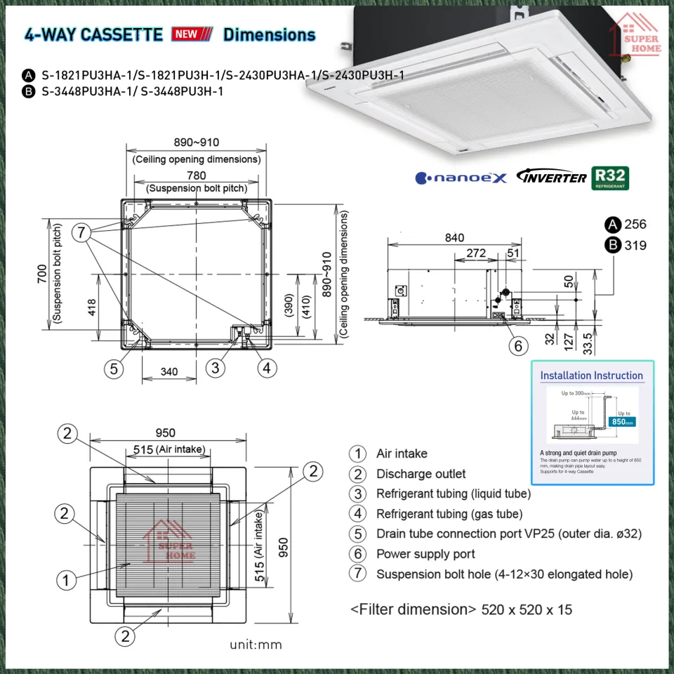 Ceiling Air Conditioner Dimension | Shelly Lighting