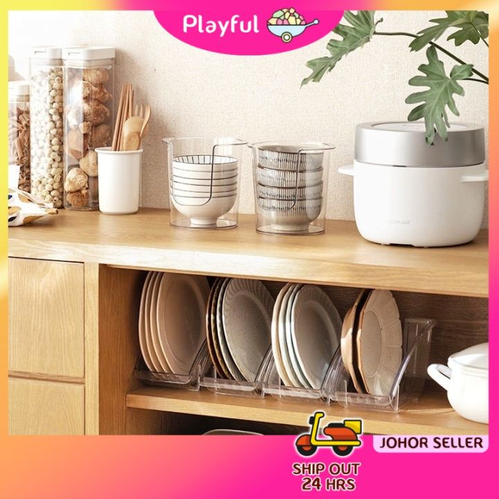 【PLAYFUL】Bowl Plate Holder Plastic Dish Storage Display Shelf Tableware ...