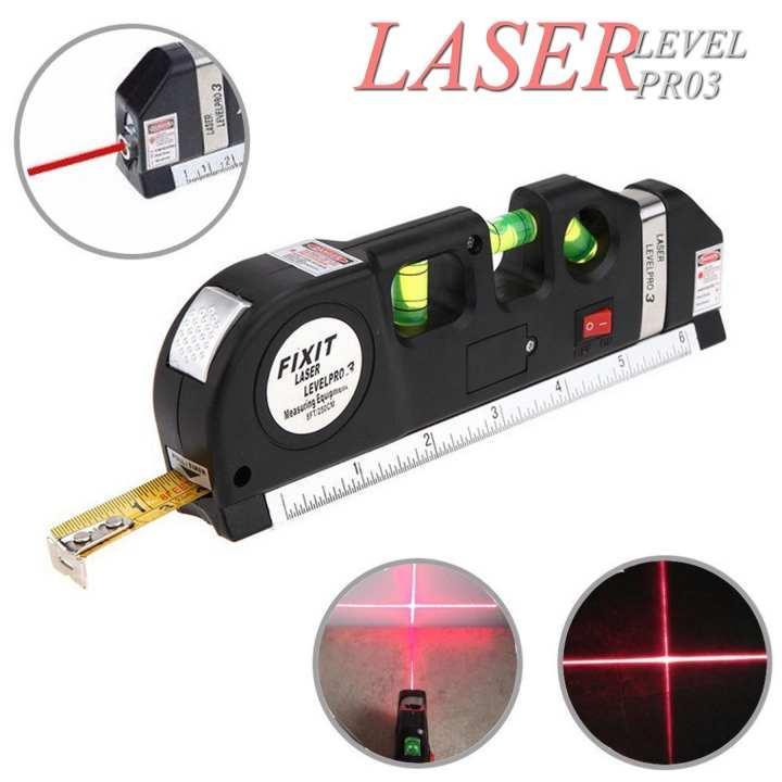 Multipurpose Laser Level PR03 laser measure Line 8ft+ Measure Tape Ruler Adjusted Standard and ...