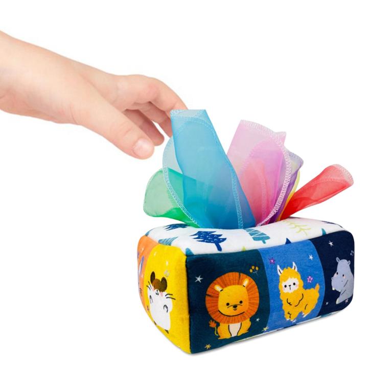 BolehDeals Cloth Tissue Box Toys Tissues Early Education Toys Sensory ...
