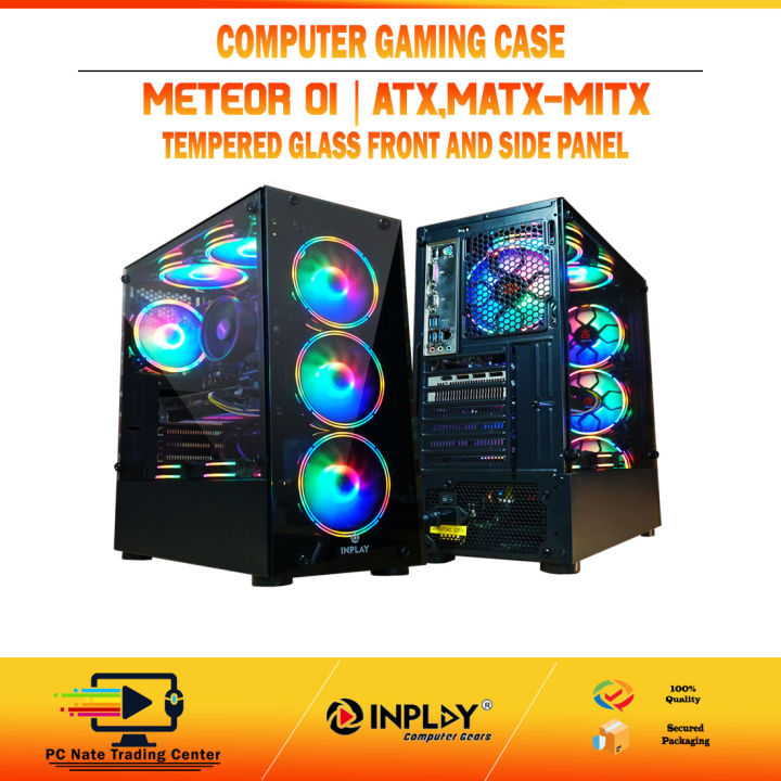 INPLAY Meteor 01 Mid Tower Tempered Glass Gaming Computer Case. ATX, M ...
