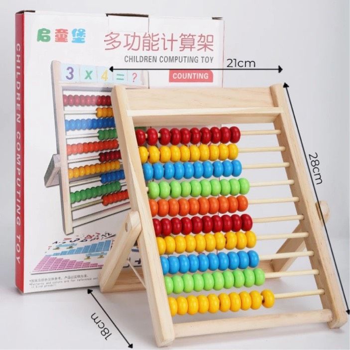 TẶNG 100 QUE TÍNH Bảng tính học toán cho bé bằng gỗ 100 hạt giúp bé ...