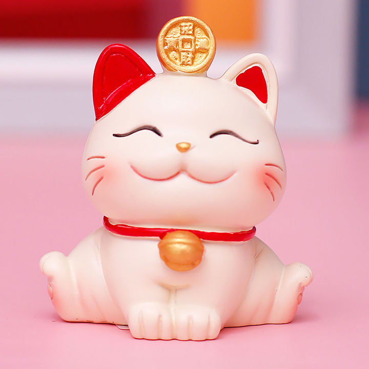 Lucky Cat เครื่องประดับเรซิ่นสังเคราะห์ Fortune Cat รูปปั้นตกแต่งสำหรับ ...