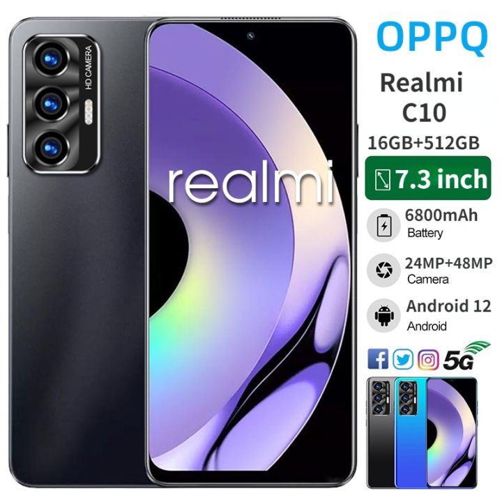 OPPQ Realmi C10 สมาร์ทโฟน RAM 16GB+ROM 512GB โทรศัพท์นักเรียนหน้าจอขนาด ...