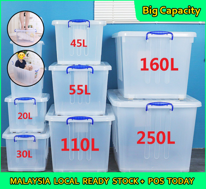 Transparent Plastic Storage Box Extra Large Big Capacity Stackable ...