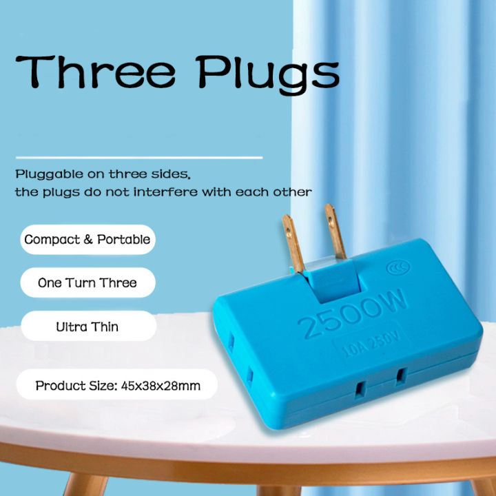 Rotatable Socket Converter 3 in 1 Extension Plug Multi Plug Adapter ...