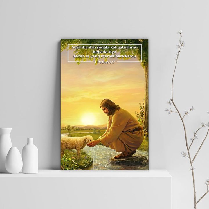 hiasan dinding kutipan ayat 1 petrus 5:7 poster rohani kristen ...