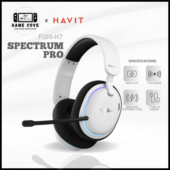 Havit Phantom Pro Fuxi-H7 || Five-Mode Gaming Headset || White | Lazada PH