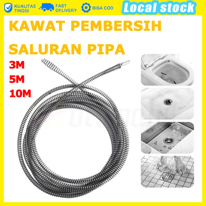 Pipe Cleaner Kawat Pembersih Saluran Pipa 3M 5M 10M Mampet Dengan Adaptor Bor Kawat Pembersih ...