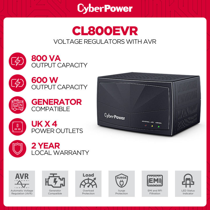CyberPower CL800EVR 800VA Voltage Regulator with Automatic Voltage ...