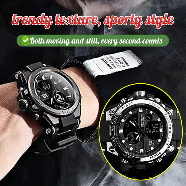 Multifunctional dual display waterproof men's watch | Lazada