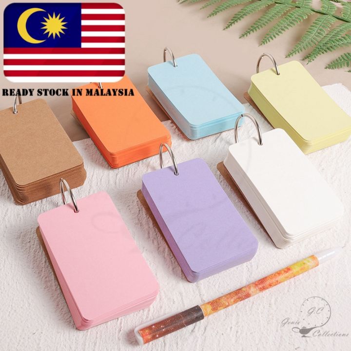 Portable Colourful Plain Hard Cover Memo Flash Cards Metal Ring Blank ...