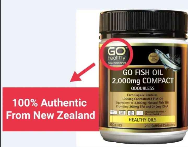 GO Healthy Fish Oil 2000 Compact Odourless 230 Softgel Capsules | Lazada