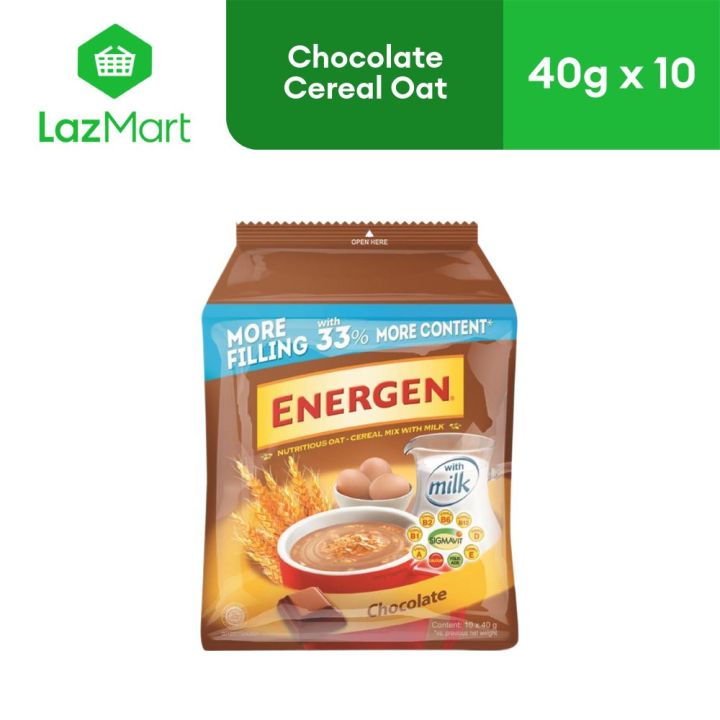 Energen Cereal Oat Mix with Milk - Chocolate Flavor Pouch 40g x 10 sachets - Pack of 2 | Lazada PH