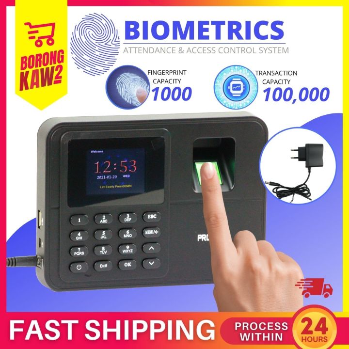 2 Lcd Display Biometric Fingerprint Attendance Machine Office Time