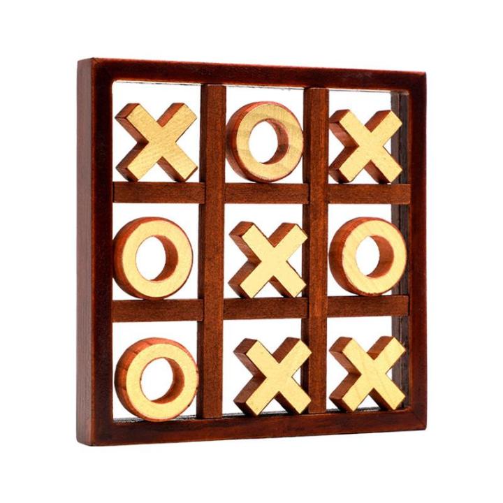 yhrtfghbb Wooden Noughts And Crosses Game Tic Tac Toe Board Games Kids ...
