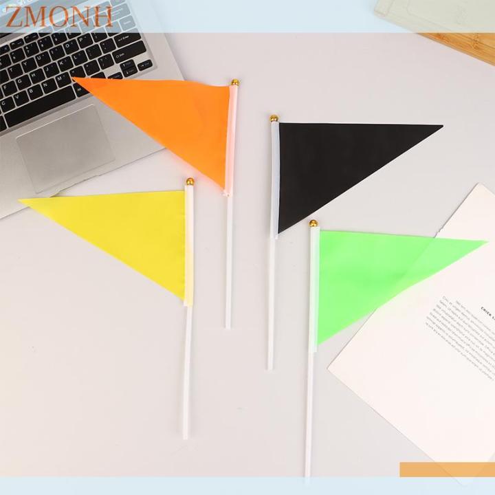 ZMONH 10Pcs Colorful Triangular Flags With 10 Plastic Flagpoles Hand ...
