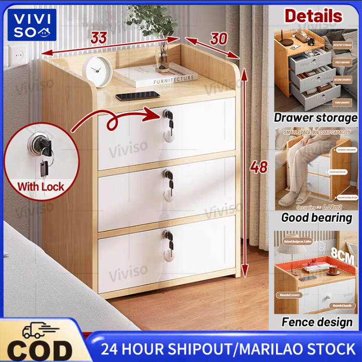 Modern Bedside Cabinet With Lock Wood Side Table With Drawer Bedside ...